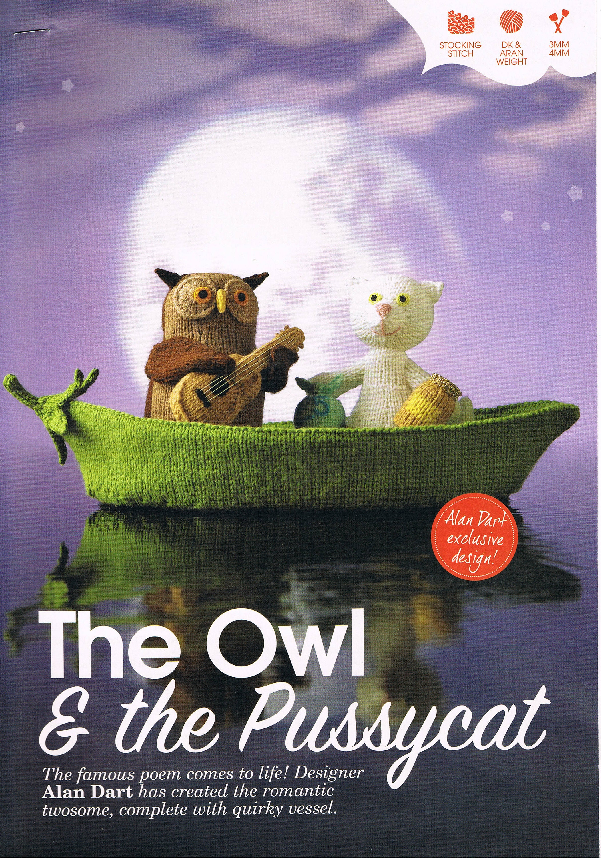 Alan Dart Knitting Pattern The Owl and the Pussycat Toy in | Etsy