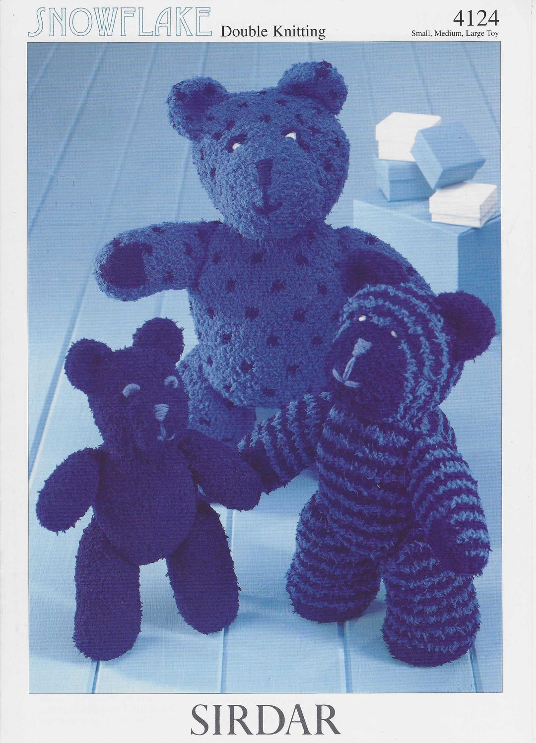 Out-of-print Sirdar Knitting Pattern Leaflet 4124 - Standing Teddies ...