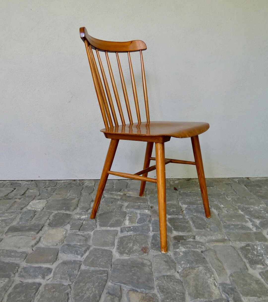 Vintage Rung Chair From the 50s Original Chair Mid Century Wooden Chair ...