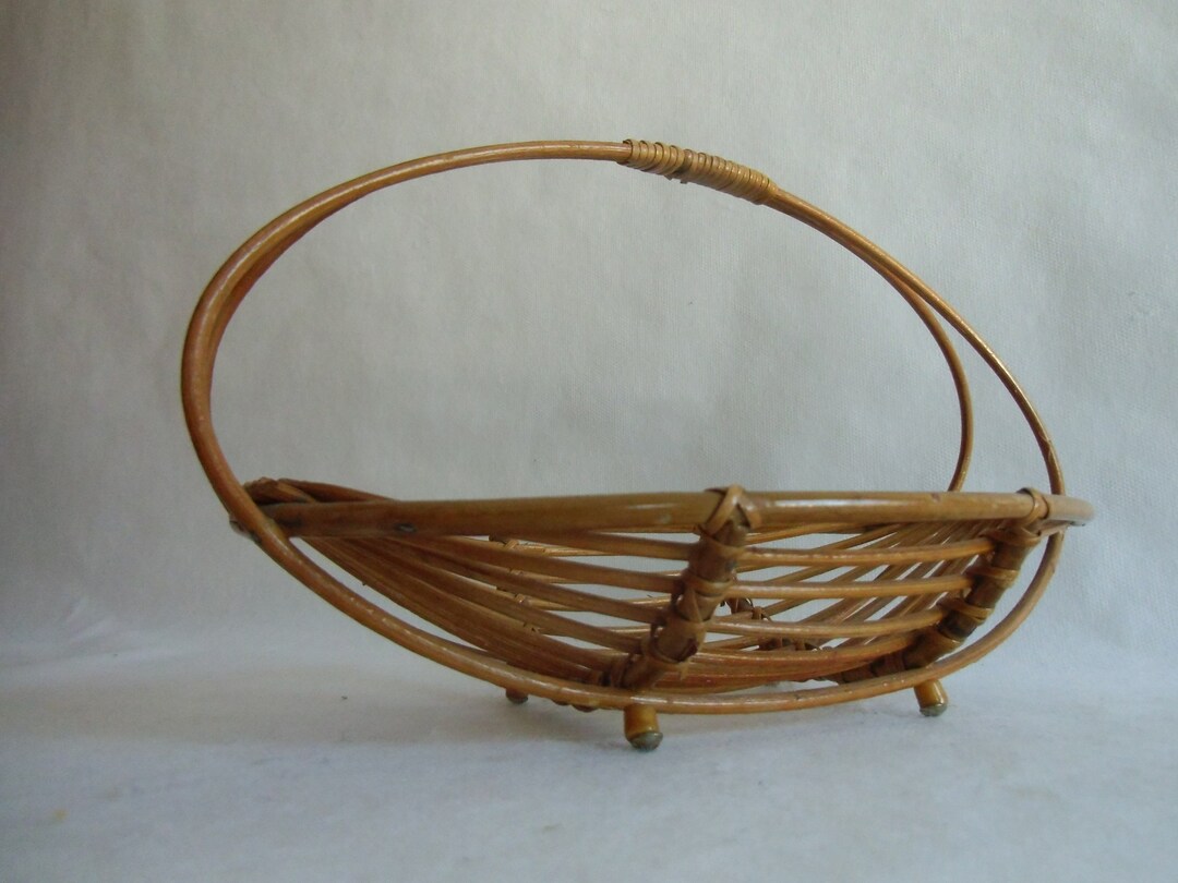 Vintage Basket With Handle 50s Easter Basket Bread Basket Bohemian ...