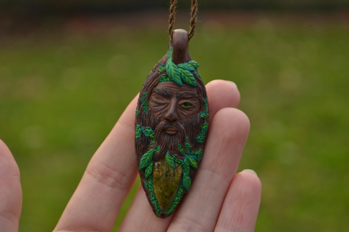 Odin pendant handmade polymer clay jewellery Futhark runes | Etsy