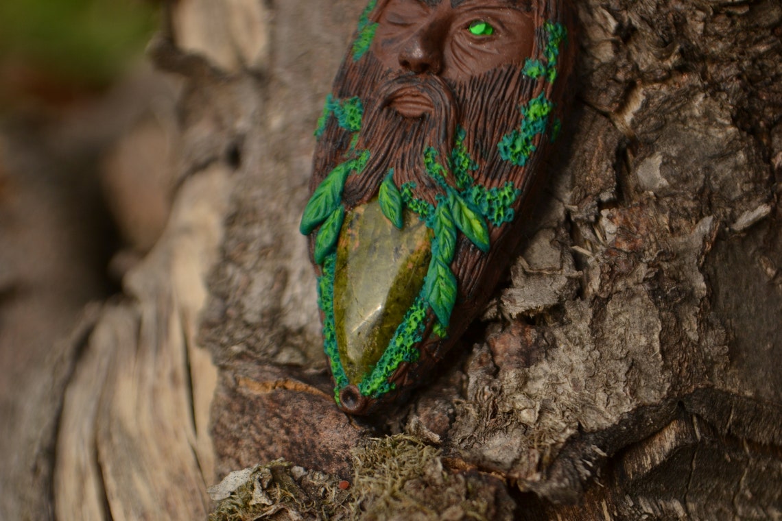 Odin pendant handmade polymer clay jewellery Futhark runes | Etsy