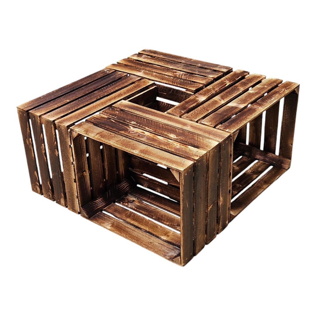 Wooden Fruit Boxes Flamed 50 X 40 X 30 Cm Set of 4 Dark NEW - Etsy