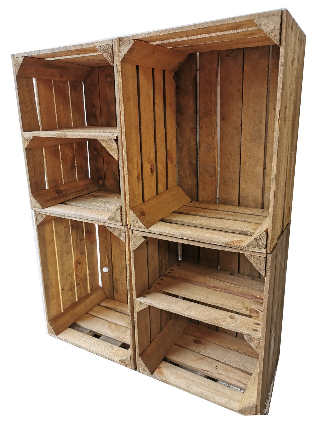 Wooden Box Natural Used 50 X 40 X 30 Cm SET of 4 Horizontal Shelf Tool ...