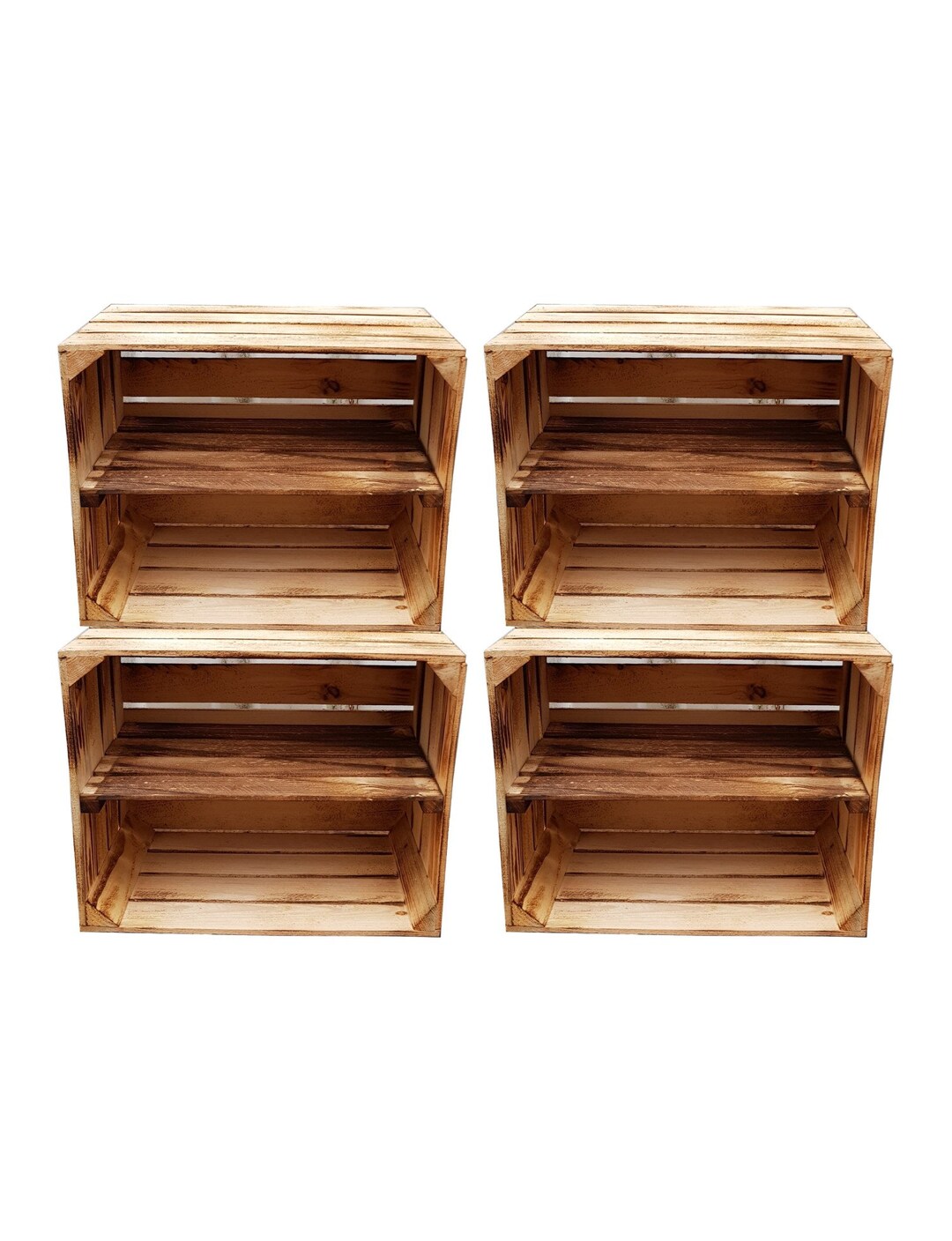 Wooden Box Shelf Set of 4 50 X 40 X 30 Cm Flamed Shelf Long - Etsy