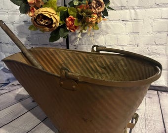 Vintage Coal Bucket/ash Scuttle Bucket Large Galvanized Rustic ...