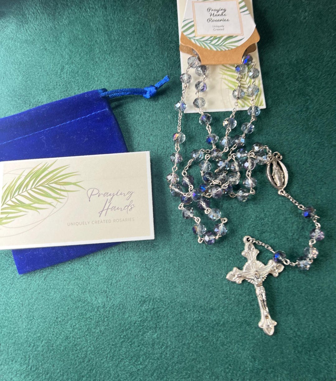 Praying Hands Rosaries-light Gray Facetted Crystal Beads Colored Beads ...