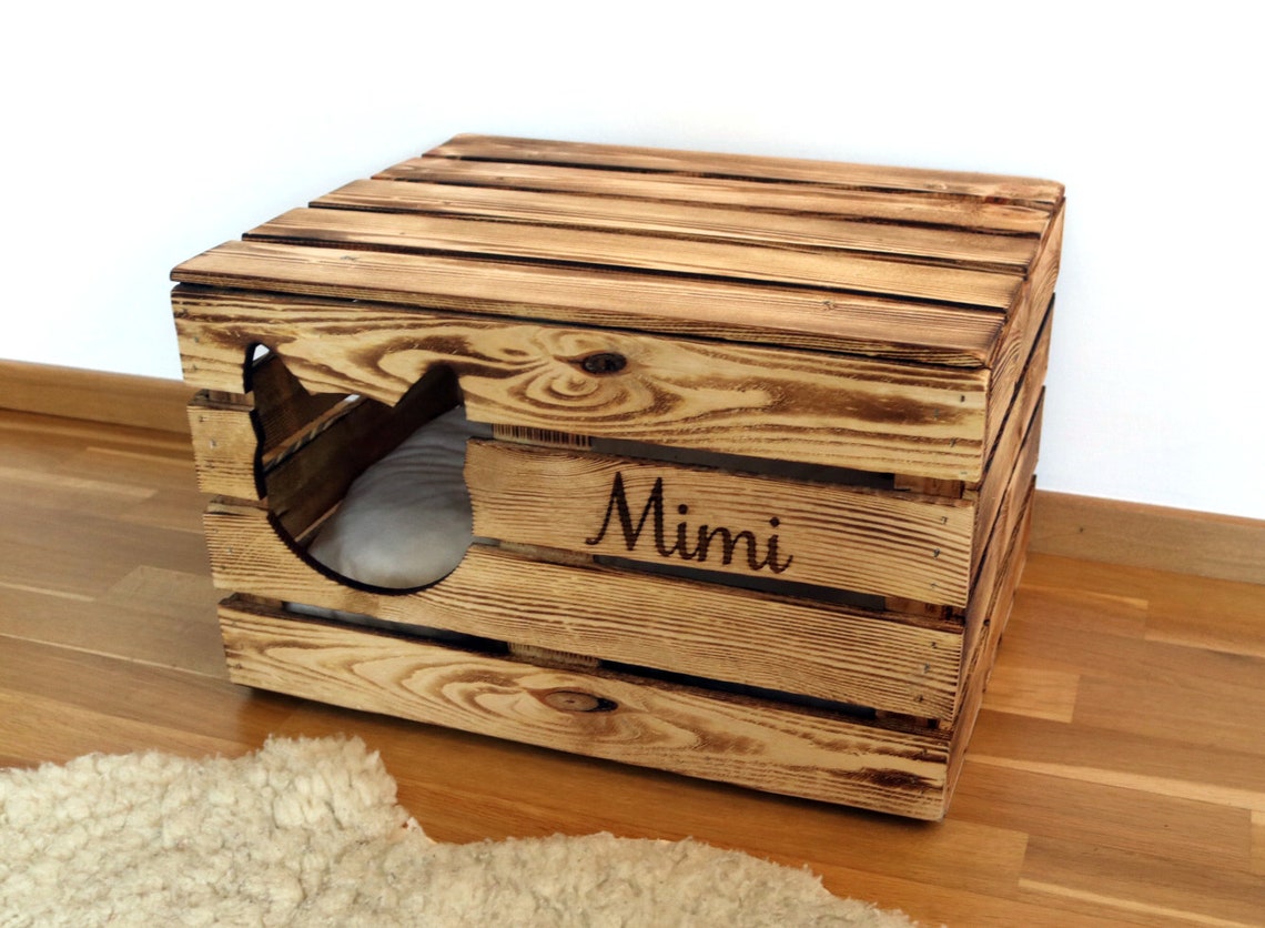 Rustic CAT CAVE PERSONALIZED With NAME Solid Wooden Chest With Desired ...