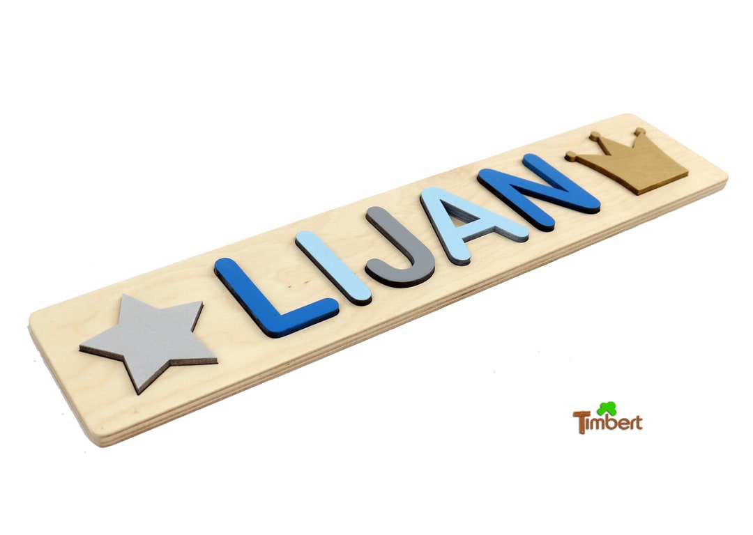 PLUG-IN PUZZLE With Names and Symbols PERSONALIZED Wooden Puzzle 1st ...