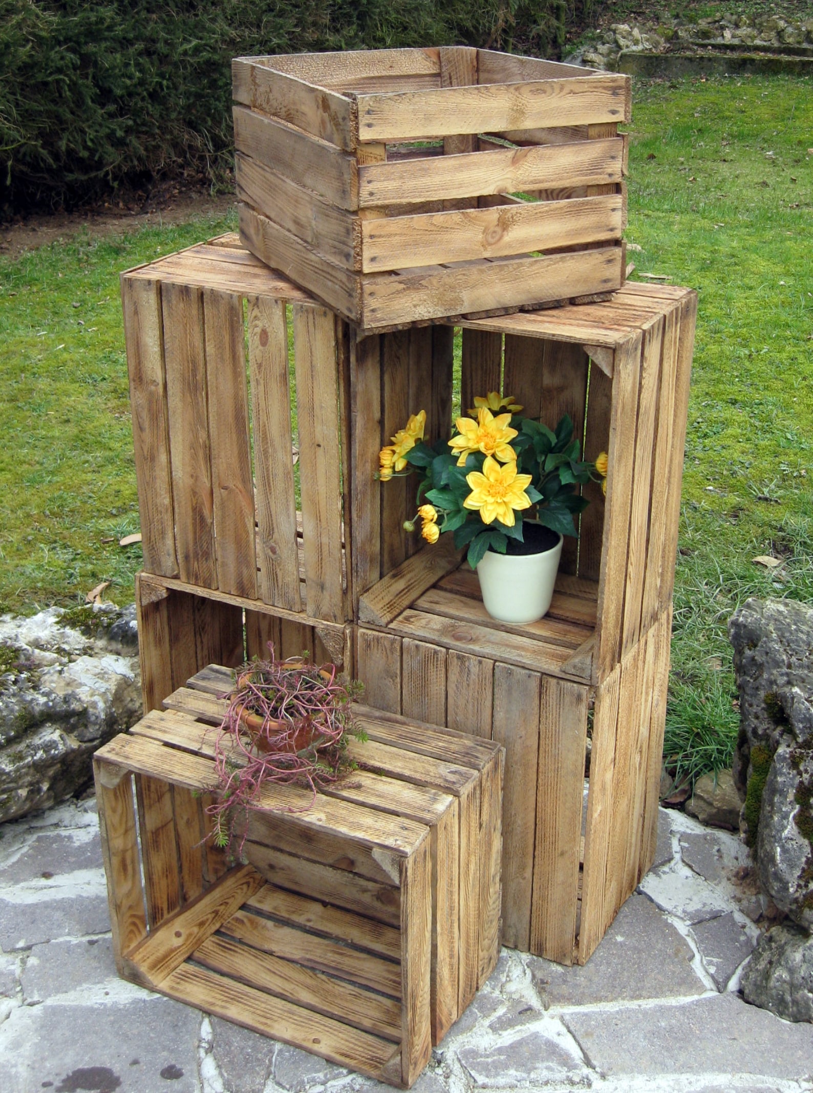 OLD Rustic FRUIT BOXES Flamed Apple Boxes Vintage Wooden Boxes - Etsy