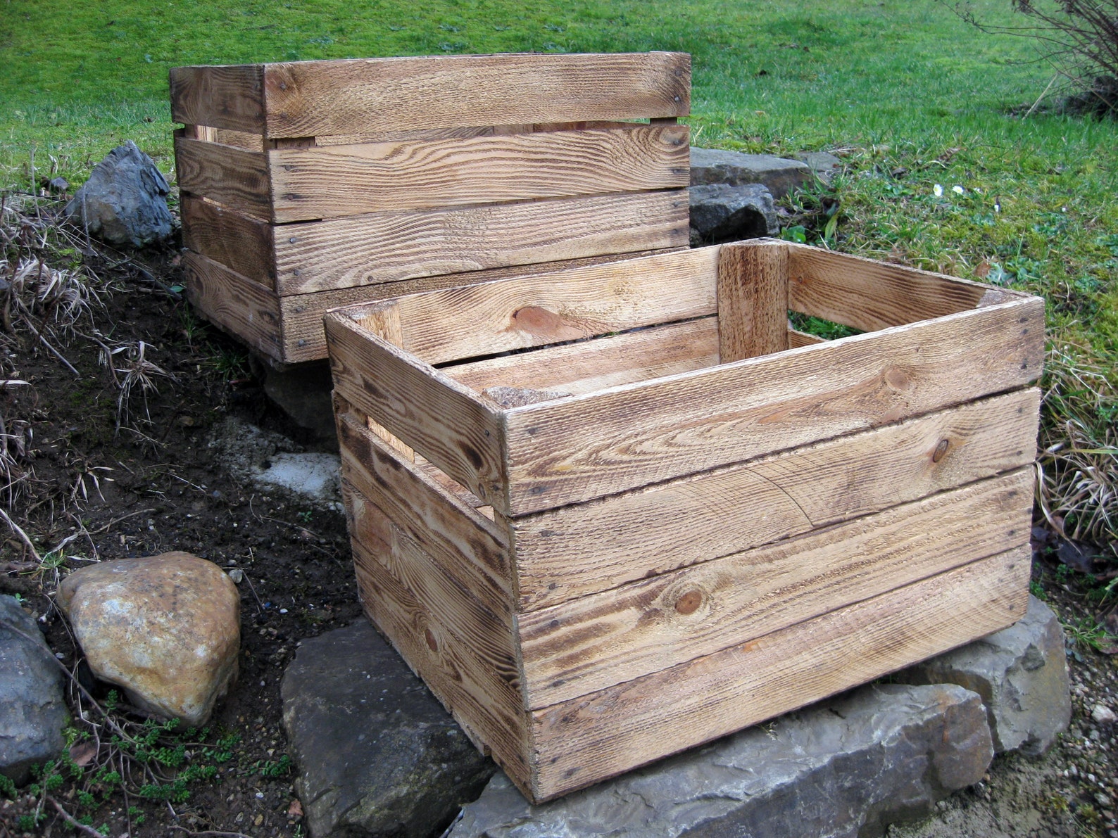 OLD Rustic FRUIT BOXES Flamed Apple Boxes Vintage Wooden Boxes - Etsy