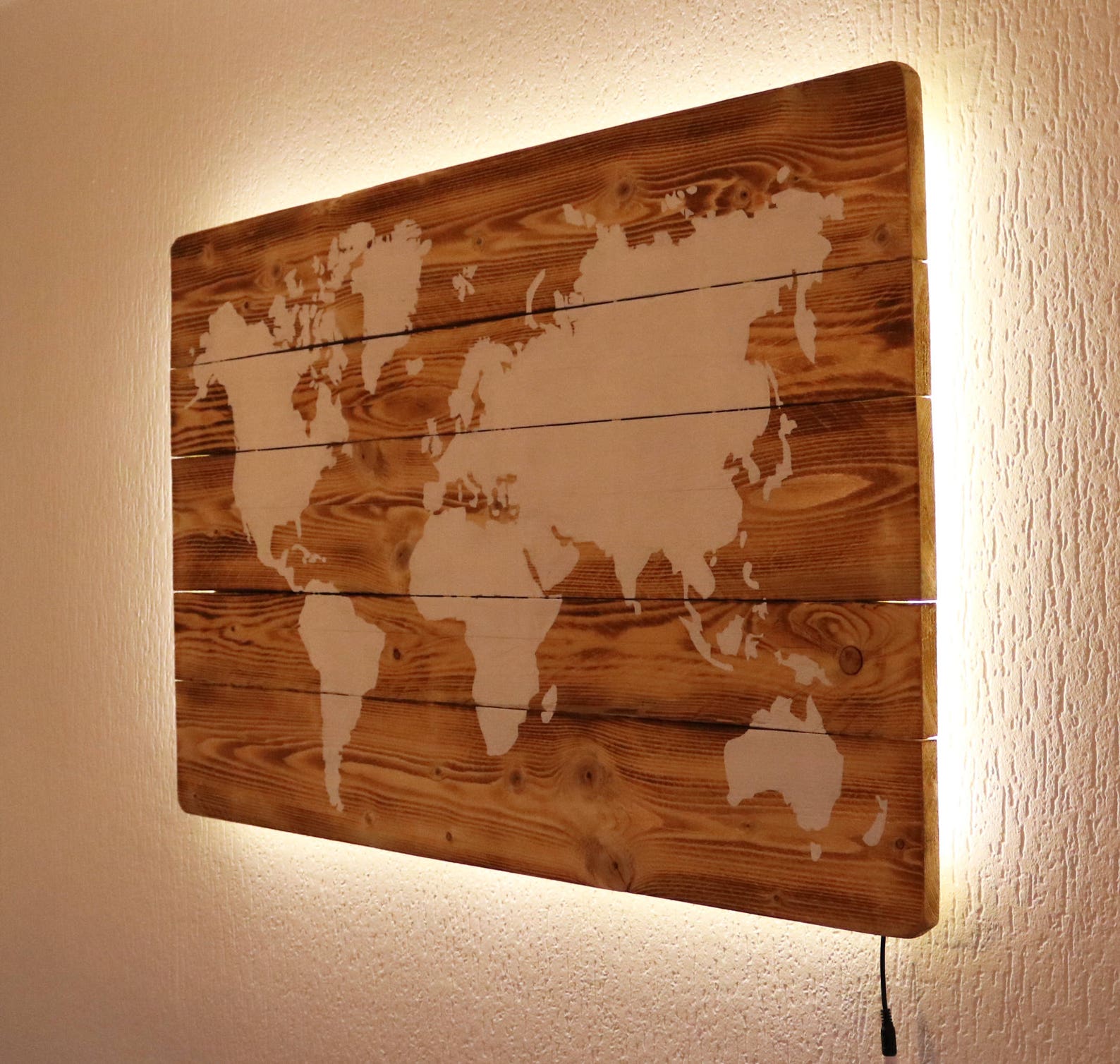 Dekorative WELTKARTE auf HOLZ mit LED Beleuchtung Massivholz - Etsy