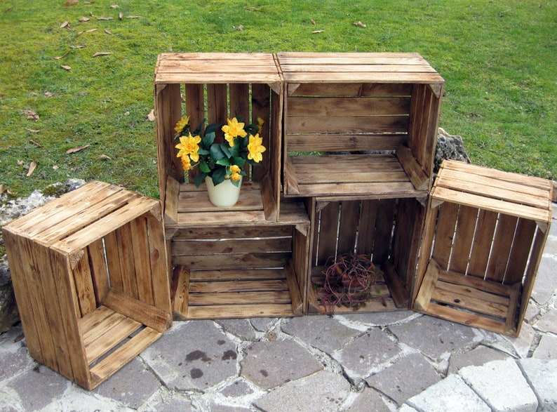 OLD Rustic FRUIT BOXES Flamed Apple Boxes Vintage Wooden Boxes - Etsy