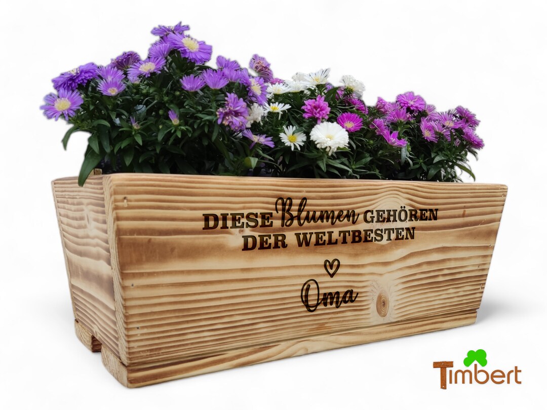 Rustic FLOWER BOX Made of Solid Wood With Insert Plant Box PERSONALIZED ...