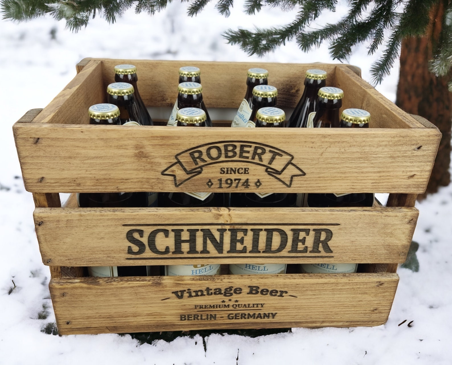 Vintage Beer Crate Personalized Wooden Box for Birthdays Old Drinks ...