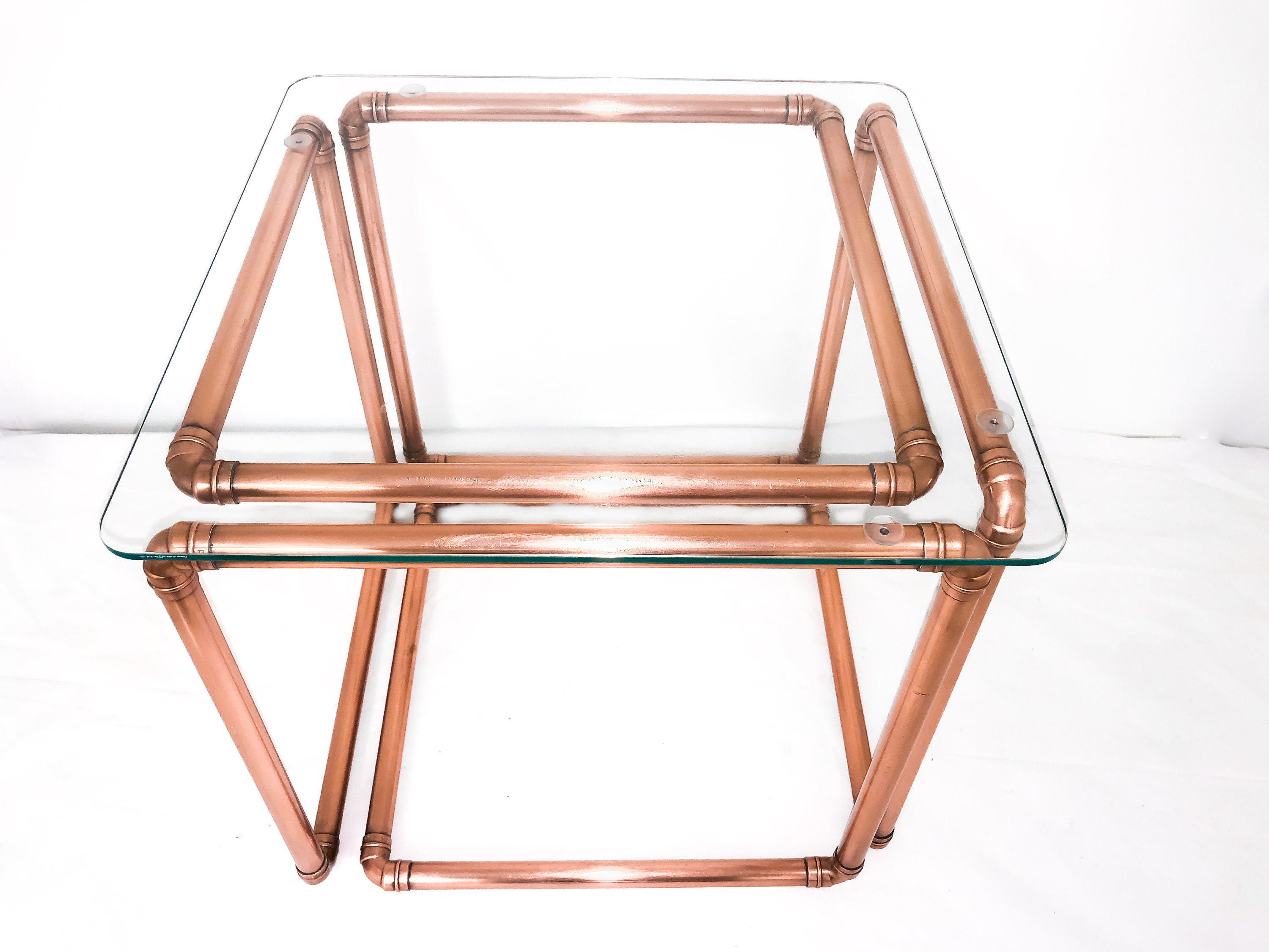 Copper Pipe Infinity Table - Industrial Side Table - Copper Pipe Side ...