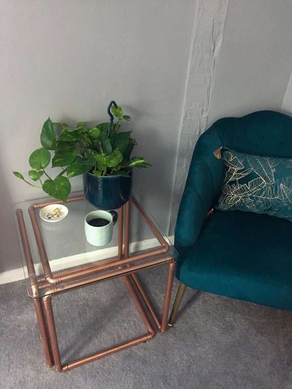 Copper Pipe Infinity Table Industrial Side Table Copper | Etsy