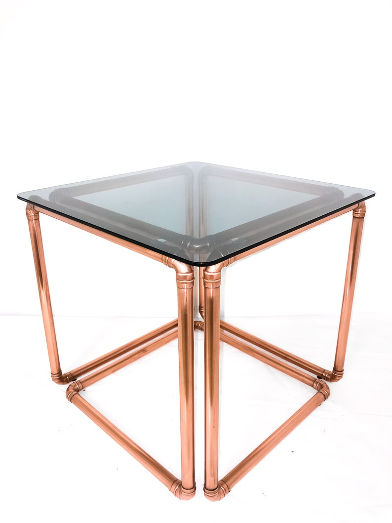 Copper Pipe Infinity Table - Industrial Side Table - Copper Pipe Side ...