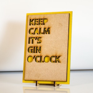 Keep Calm It's Gin O'clock Plaque Sign With Stand Handmade & Painted - Etsy