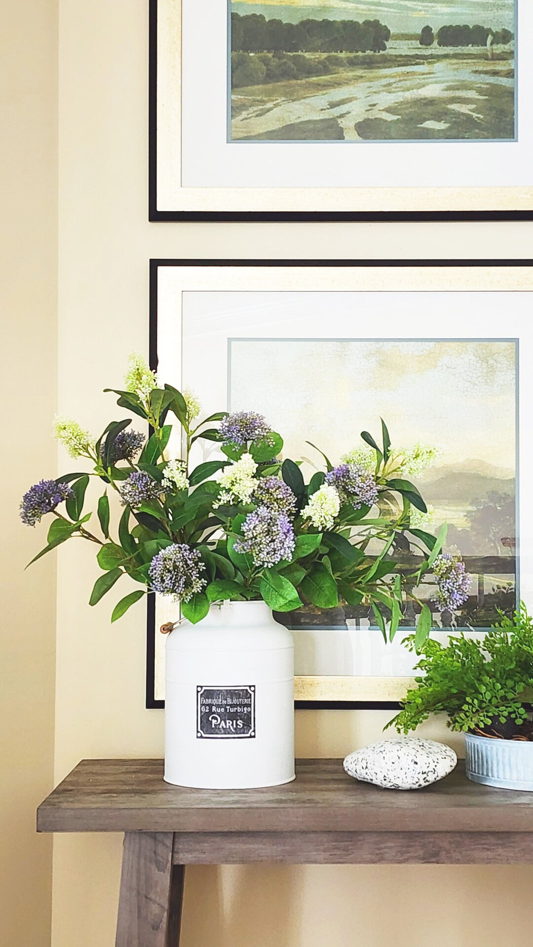 FRENCH Country Violet Viburnum & White Seeded Floral Arrangement/modern ...