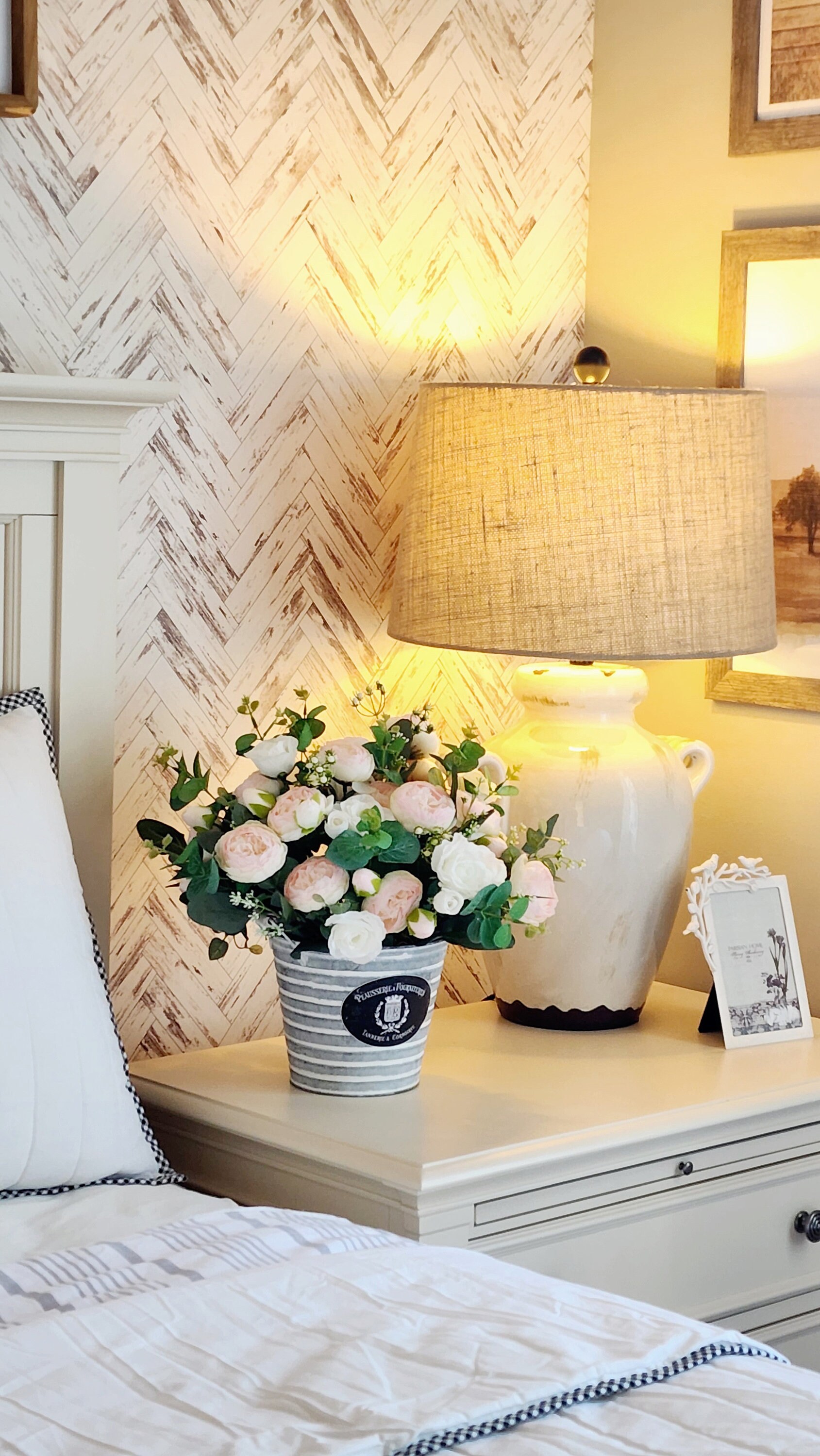 FRENCH Bucket With Pink Peony/farmhouse Decor/english Cottage/rose ...