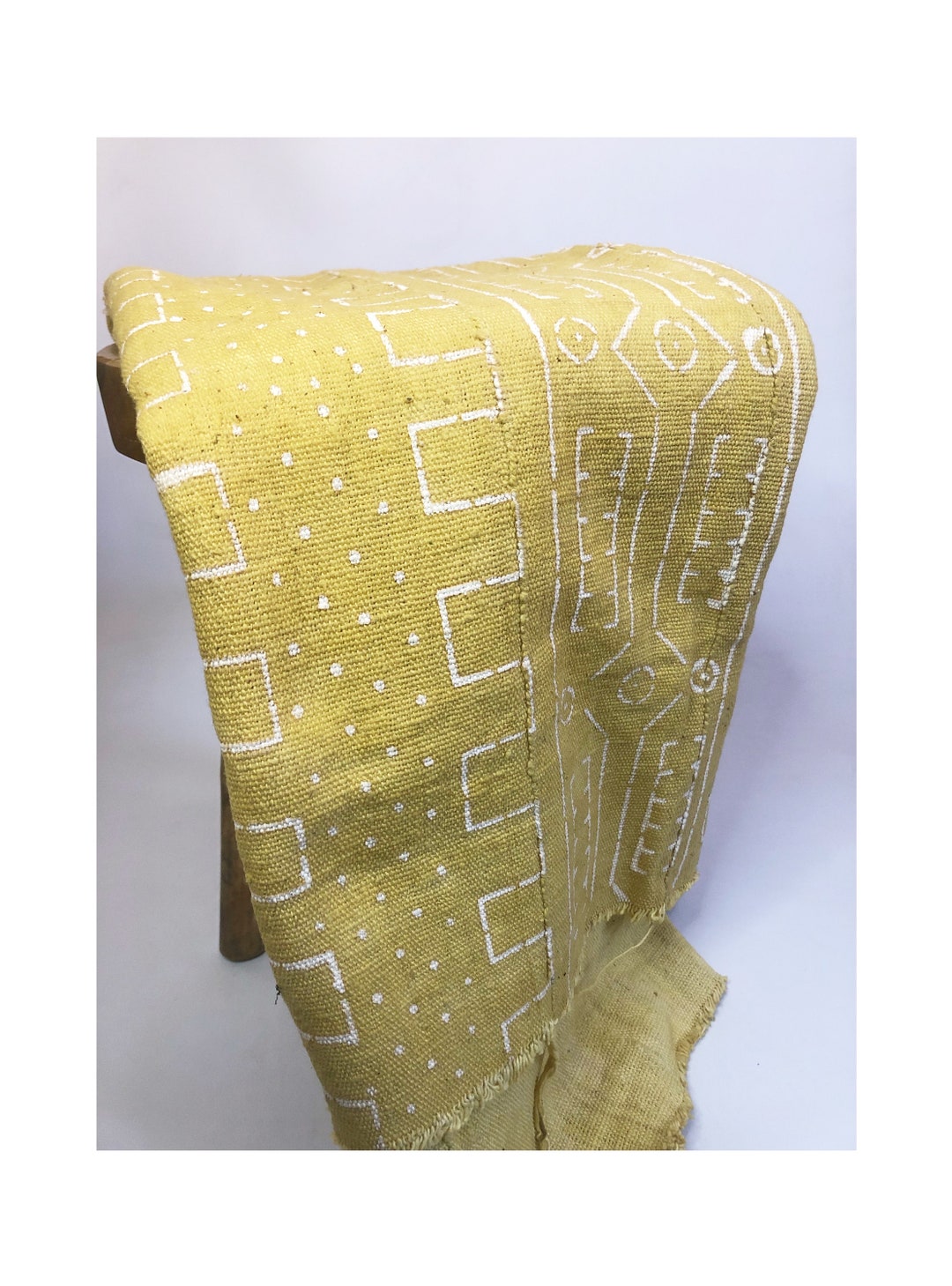 Authentic Mali Bogolan Fabric Yellow and White Geometric Pattern - Etsy