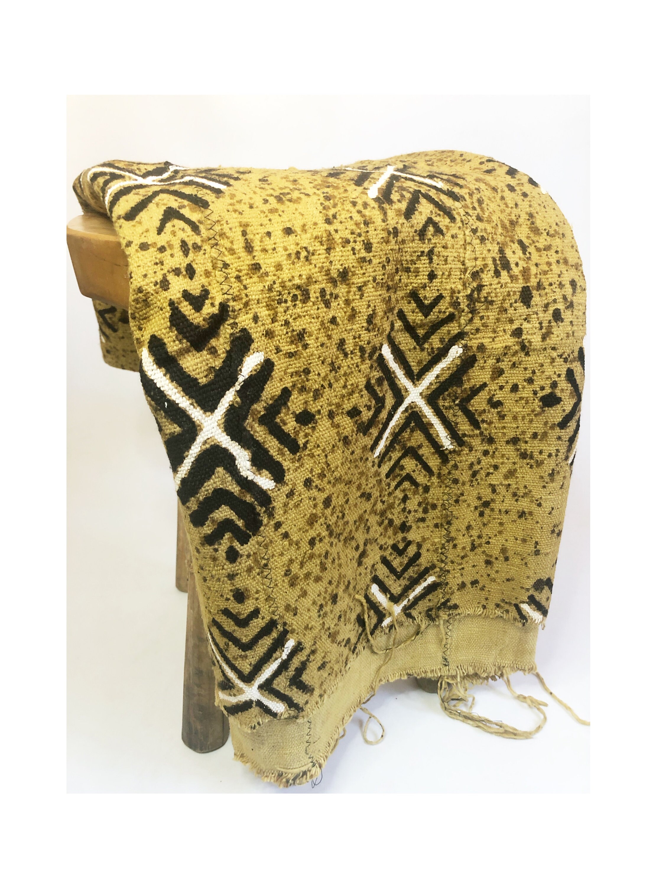 Bogolan Fabric From Mali Beige Color Geometric Pattern - Etsy