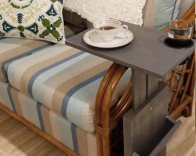 Norm's Height Adjustable C Table With Storage & Recessed Cup Holder in ...