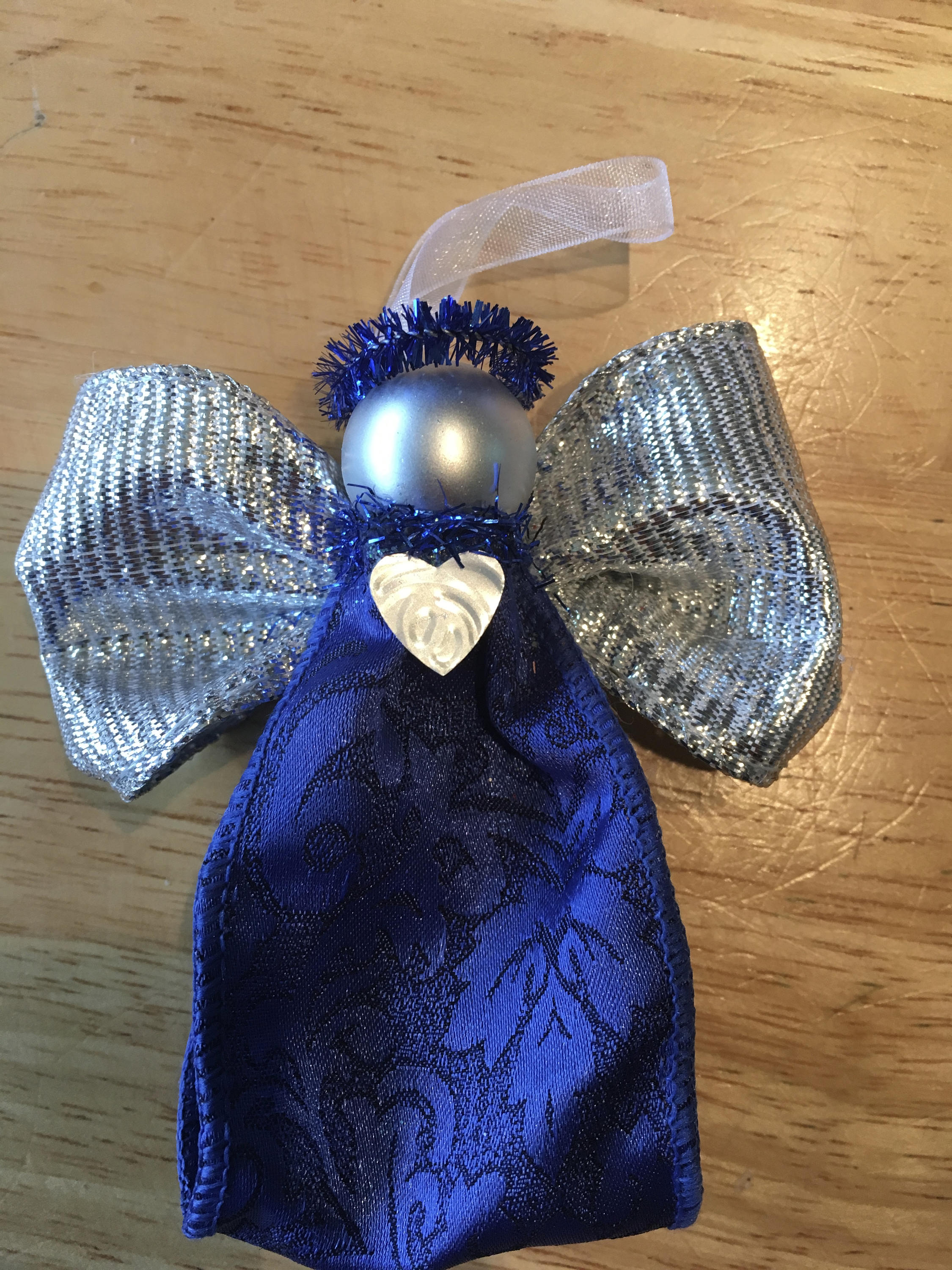 Ribbon Angel Ornament - Blue and Silver- - Etsy
