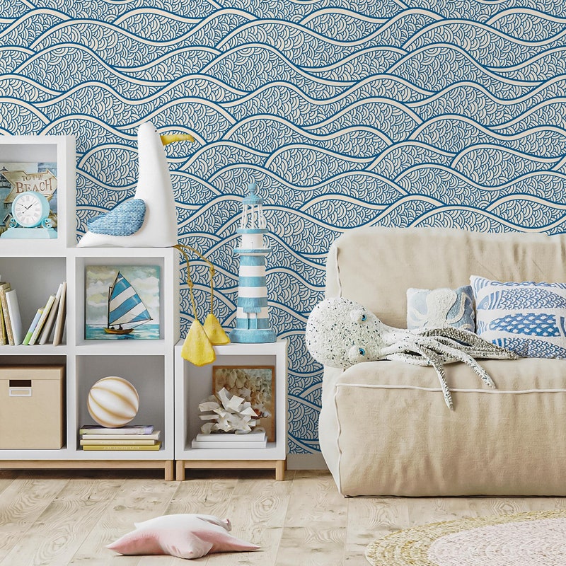 Blue Removable Wallpaper - Etsy