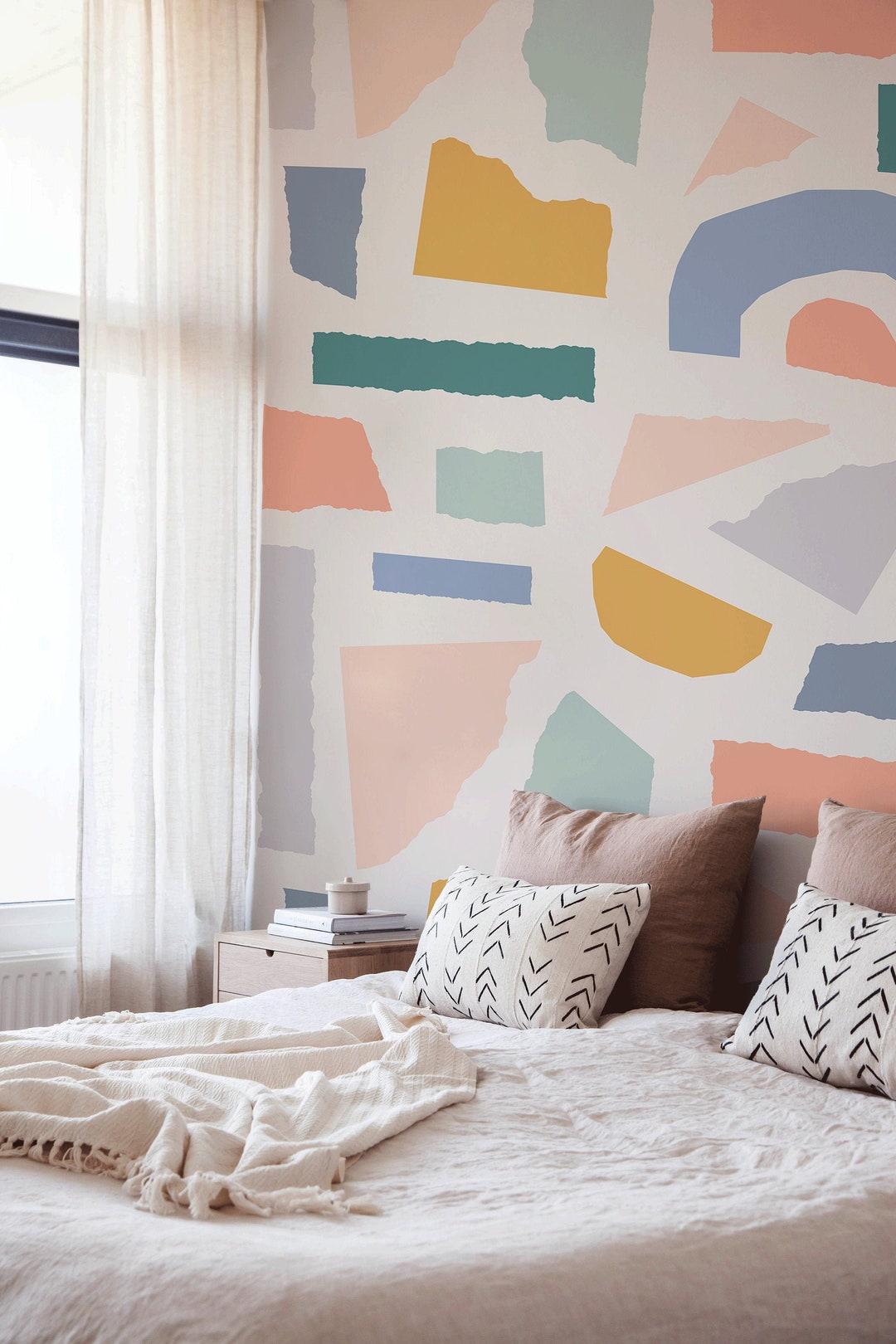 Removable Wallpaper Scandinavian Wallpaper Half Dots Wallpaper Peel and ...