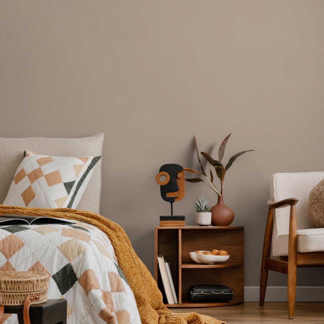 Warm Greige Wallpaper / Solid Color / A Minimalist Japandi Style in a ...