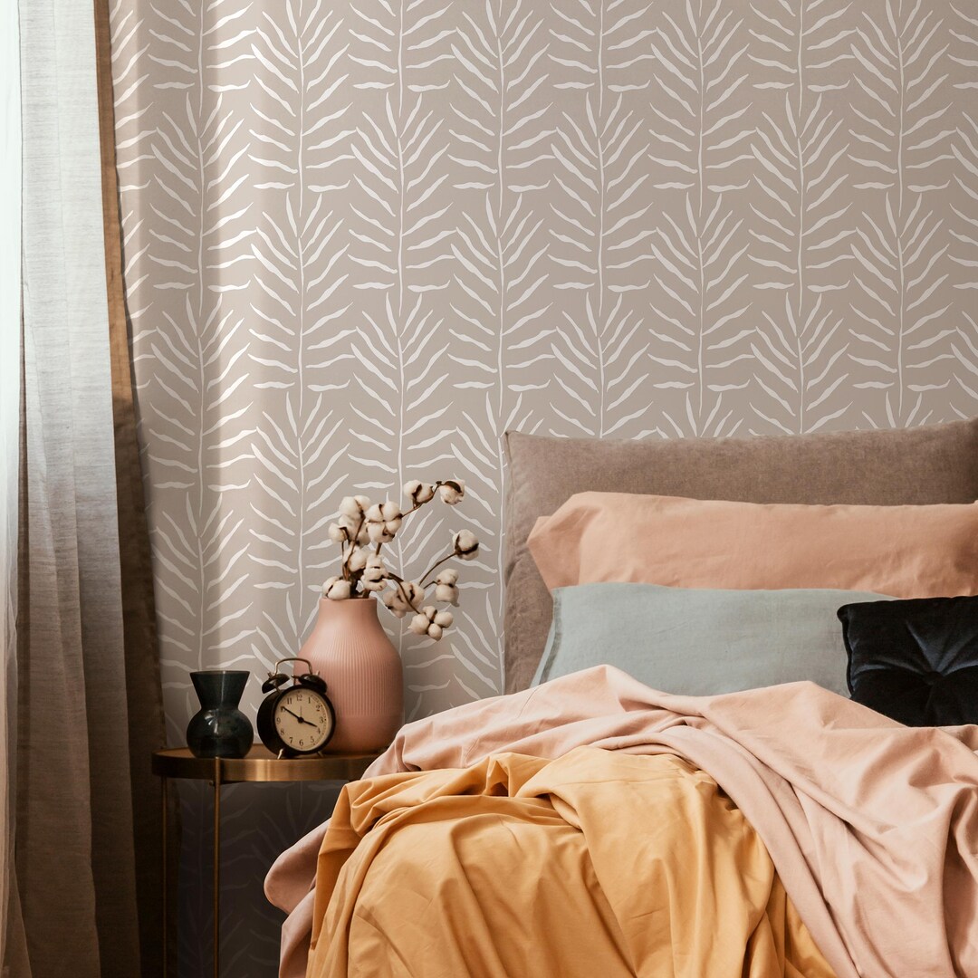 Earthy Leaf Peel and Stick Wallpaper / Removable Wallpaper Home Decor ...