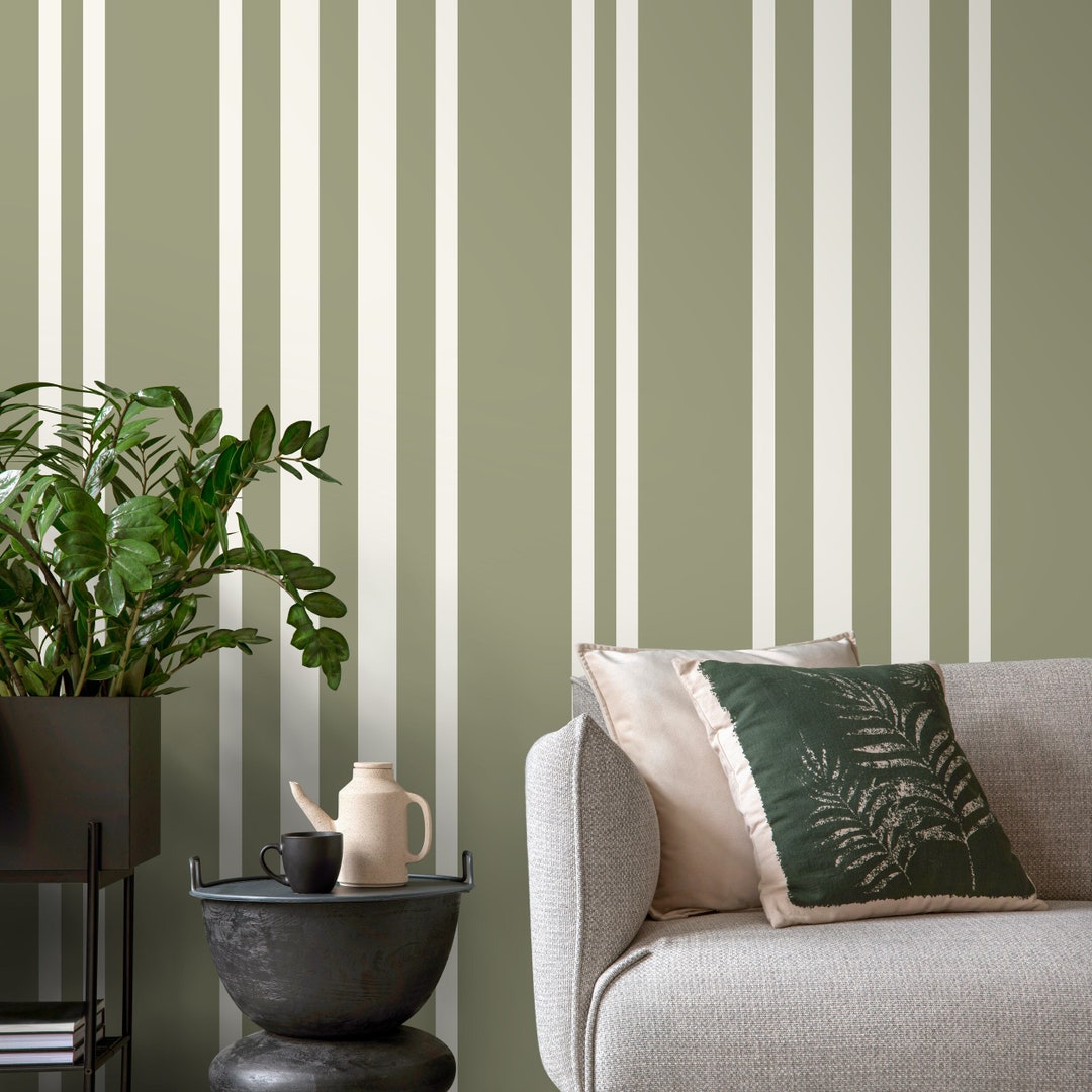 Light Green Striped Wallpaper Modern Wallpaper Peel and Stick and ...