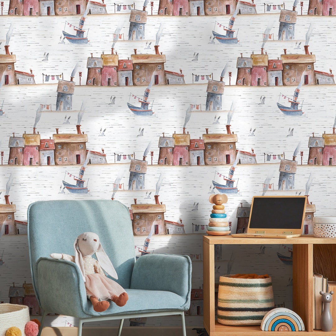 Hand Drawn Removable Wallpaper Scandinavian Wallpaper Temporary ...