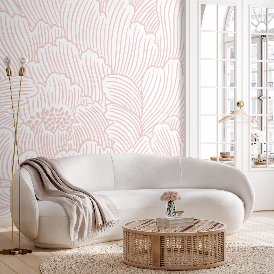 Pink Large Floral Wallpaper / Peel and Stick Wallpaper Removable ...