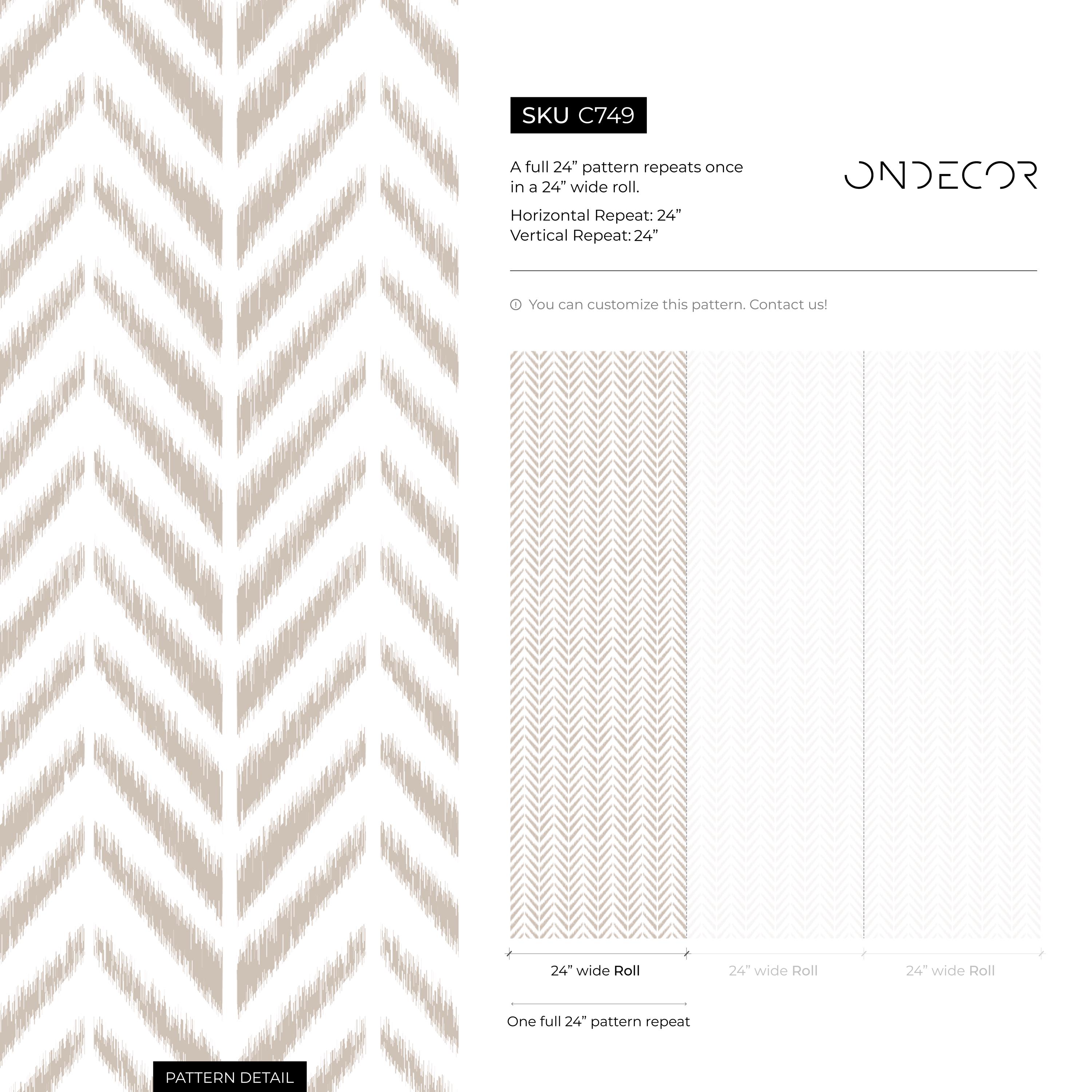 Beige Boho Herringbone Wallpaper / Peel and Stick Wallpaper Removable ...
