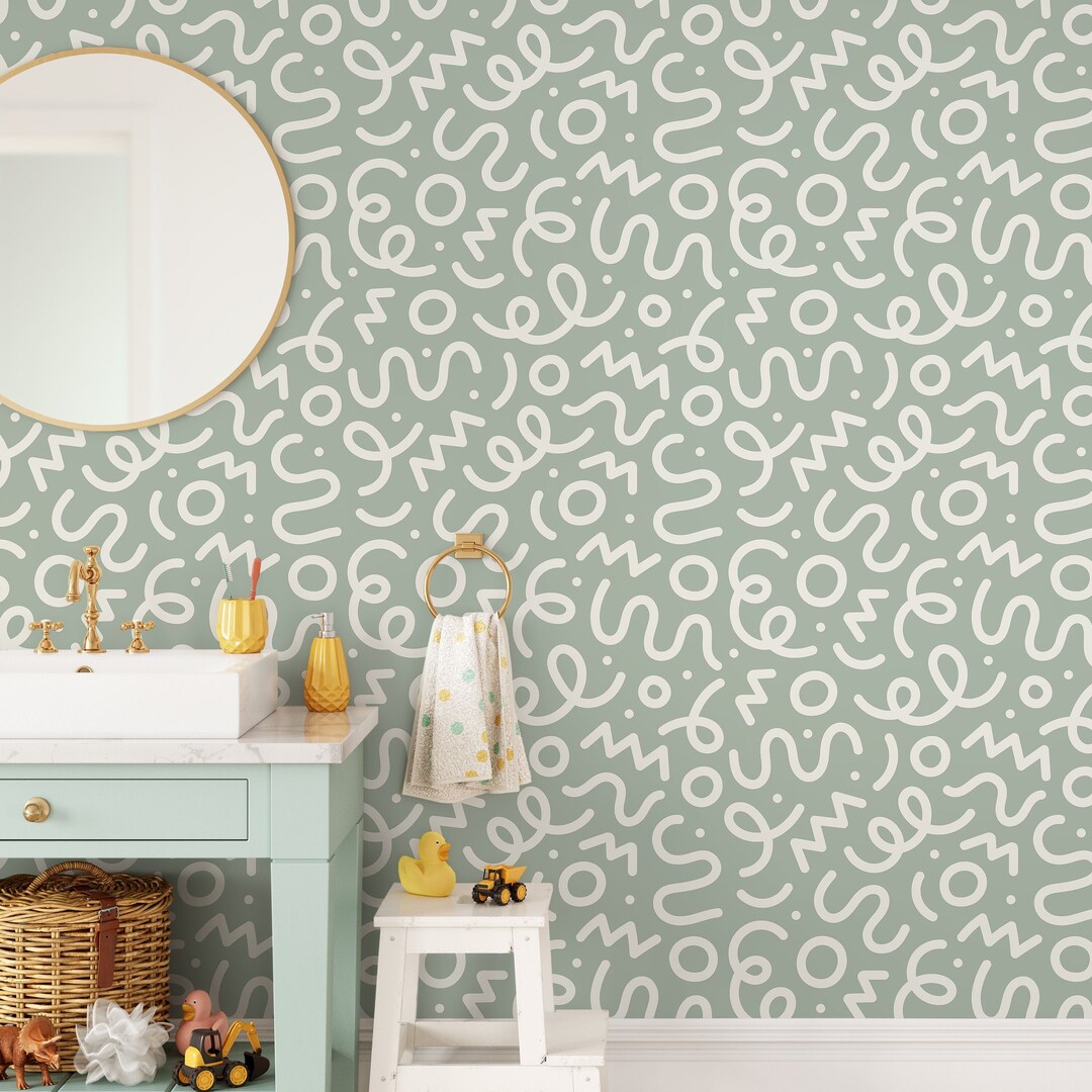 Green Abstract Wallpaper Modern Wallpaper Peel and Stick Wallpaper Home ...