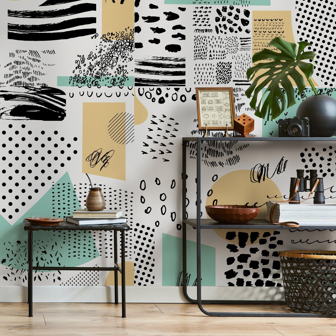 Removable Wallpaper Scandinavian Wallpaper Waves Wallpaper Peel and ...