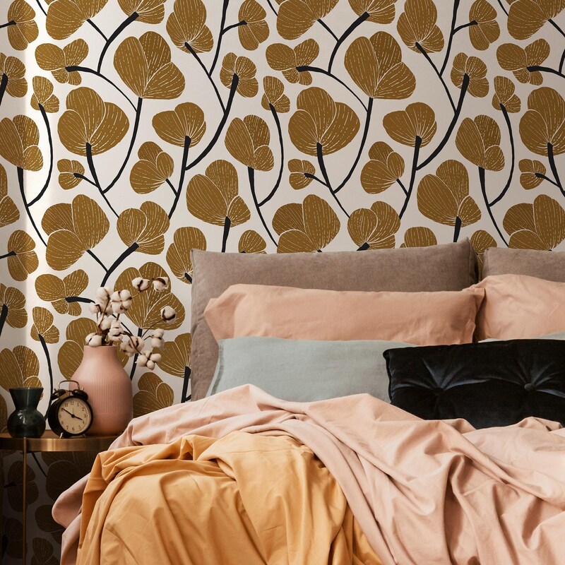 Mustard Wallpaper - Etsy