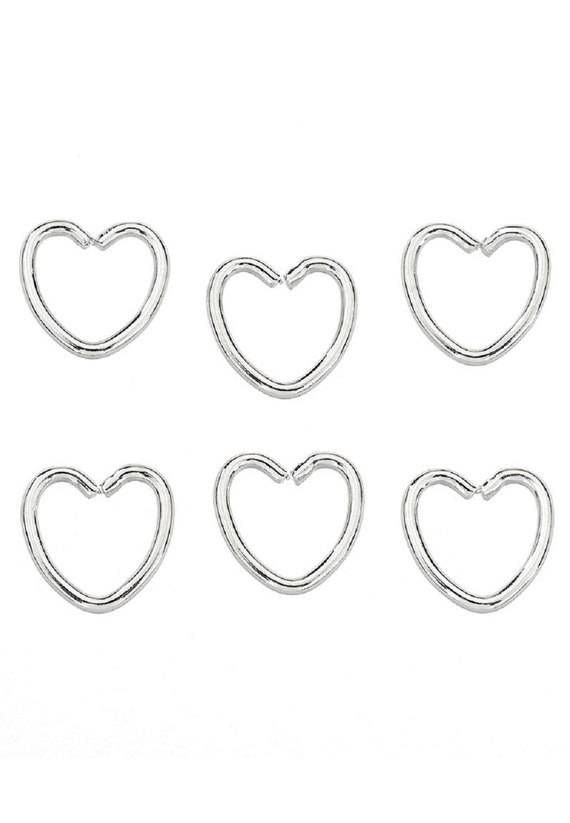 6 Silver Metal Heart Rings Etsy