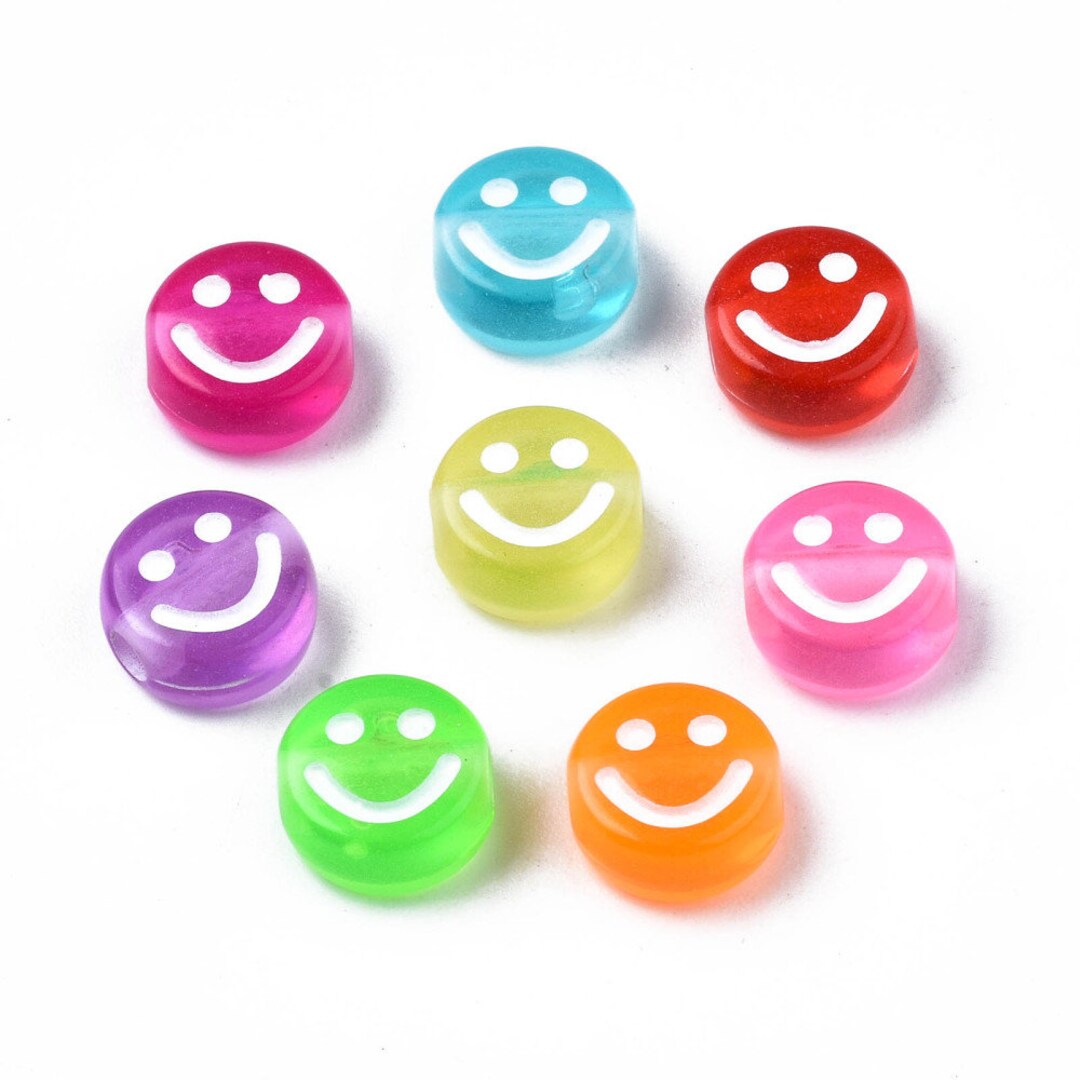 20 Acrylic Smiley Puck Beads - Etsy