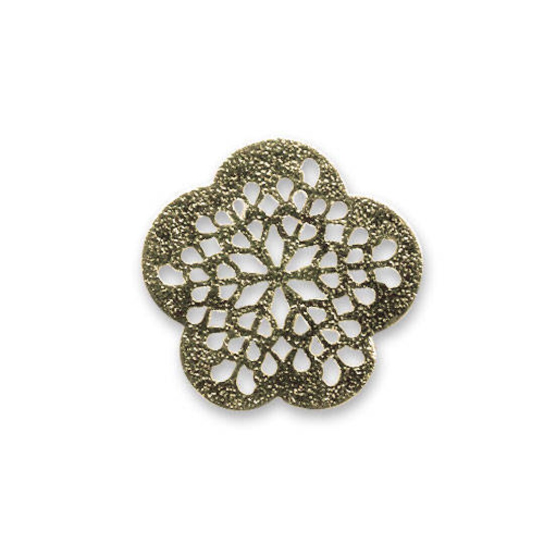 Engraving X 1 Light Gold Metal Filigree Flower - Etsy