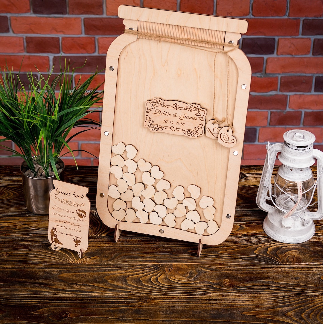 Wedding Guest Book Alternative Mason Jar Guest Book Drop Box Guest Book ...