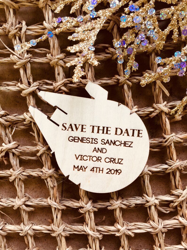 Save the Date Magnet Millenium Falcon Wedding Favors Inspired | Etsy