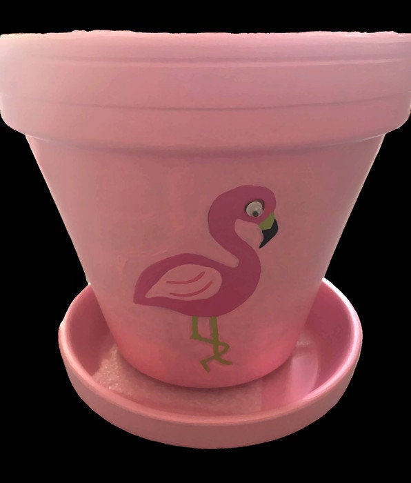 Pink Flamingo Hand Painted Large Flower Pot - Choose Your Size! - Etsy