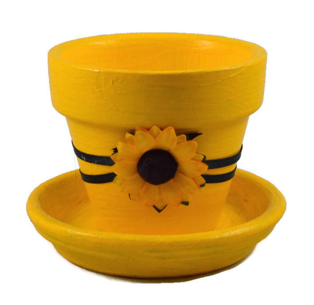 Hello Sunshine Small Hand Painted Flower Pot - Etsy