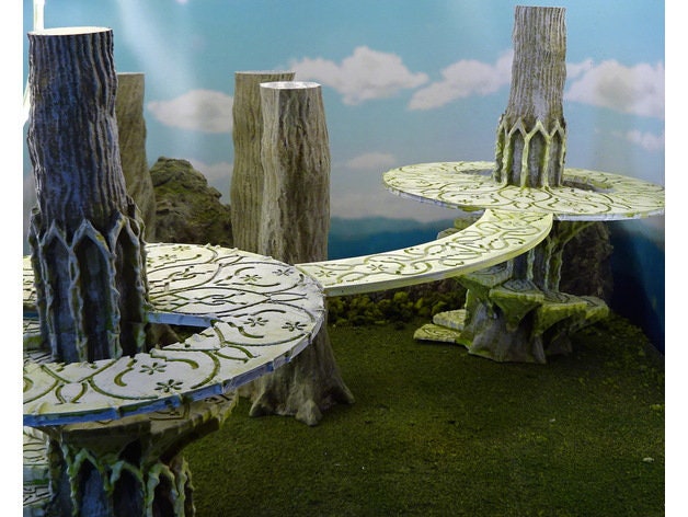Elven Treehouse Set 28mm Terrain LOTR 40k SW Legion Tabletop Fantasy ...