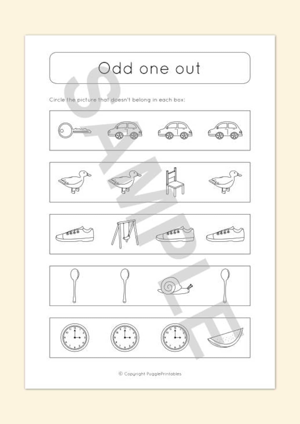 Printable Odd One Out Activity Worksheet for Kids DOWNLOAD Pack B - Etsy