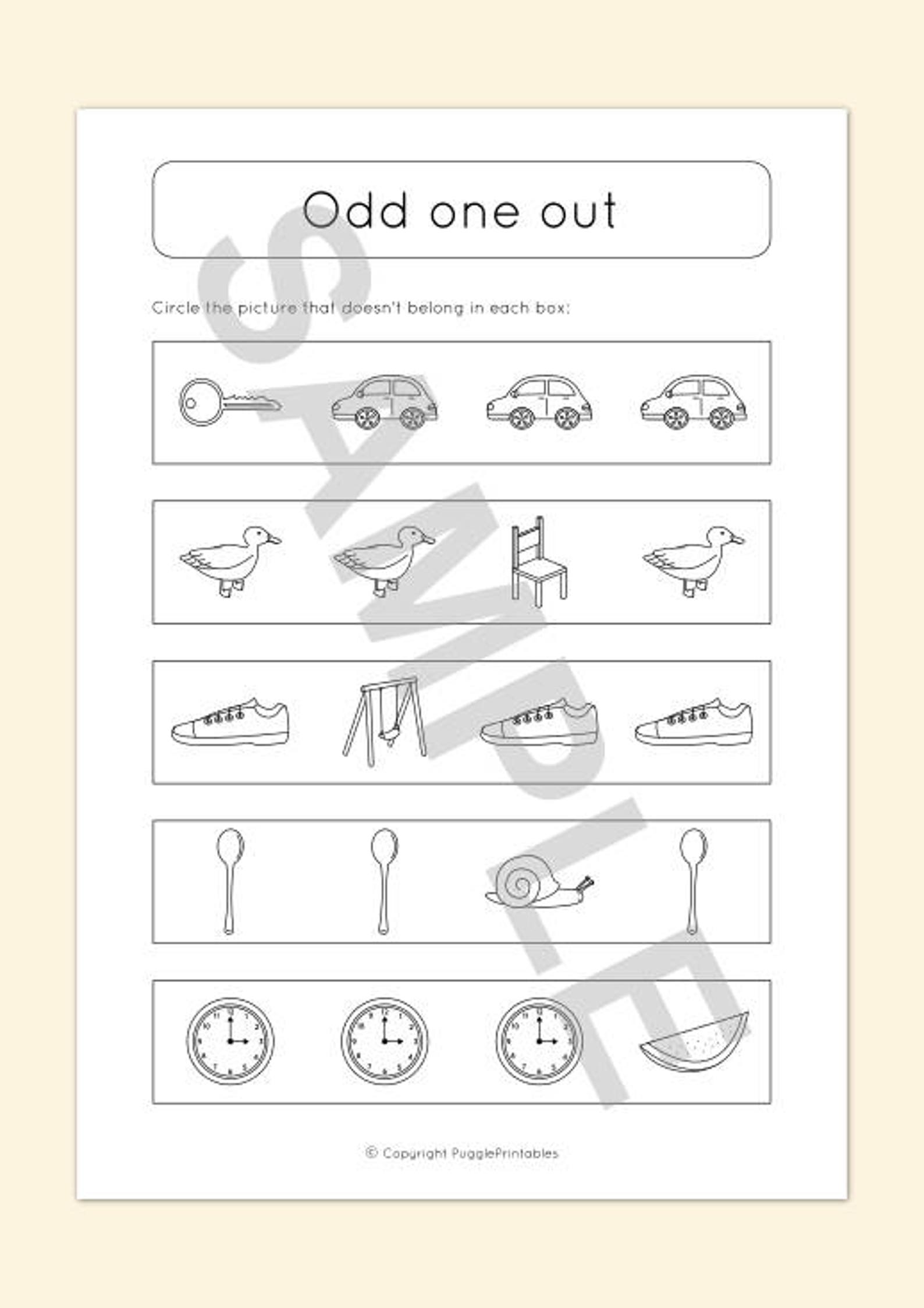 Printable Odd One Out Activity Worksheet for Kids DOWNLOAD Pack B - Etsy